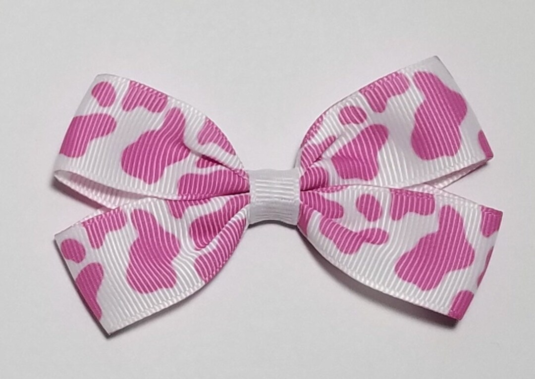 3" Pink Cow Print Hair Bow - Etsy