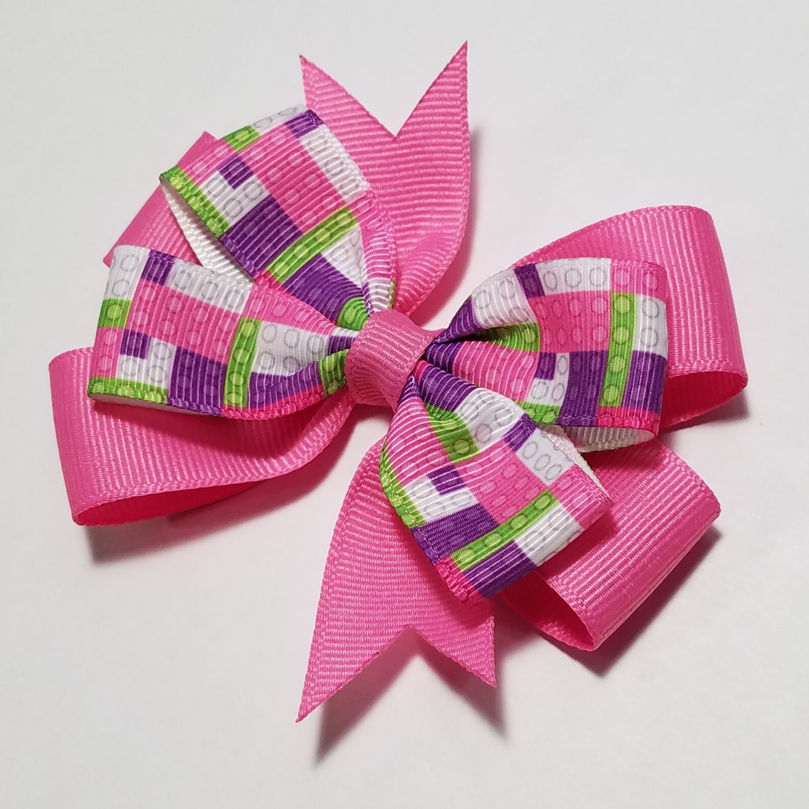 3.5" Building Blocks Hair Bow *you Choose Solid Bow Color* - Etsy