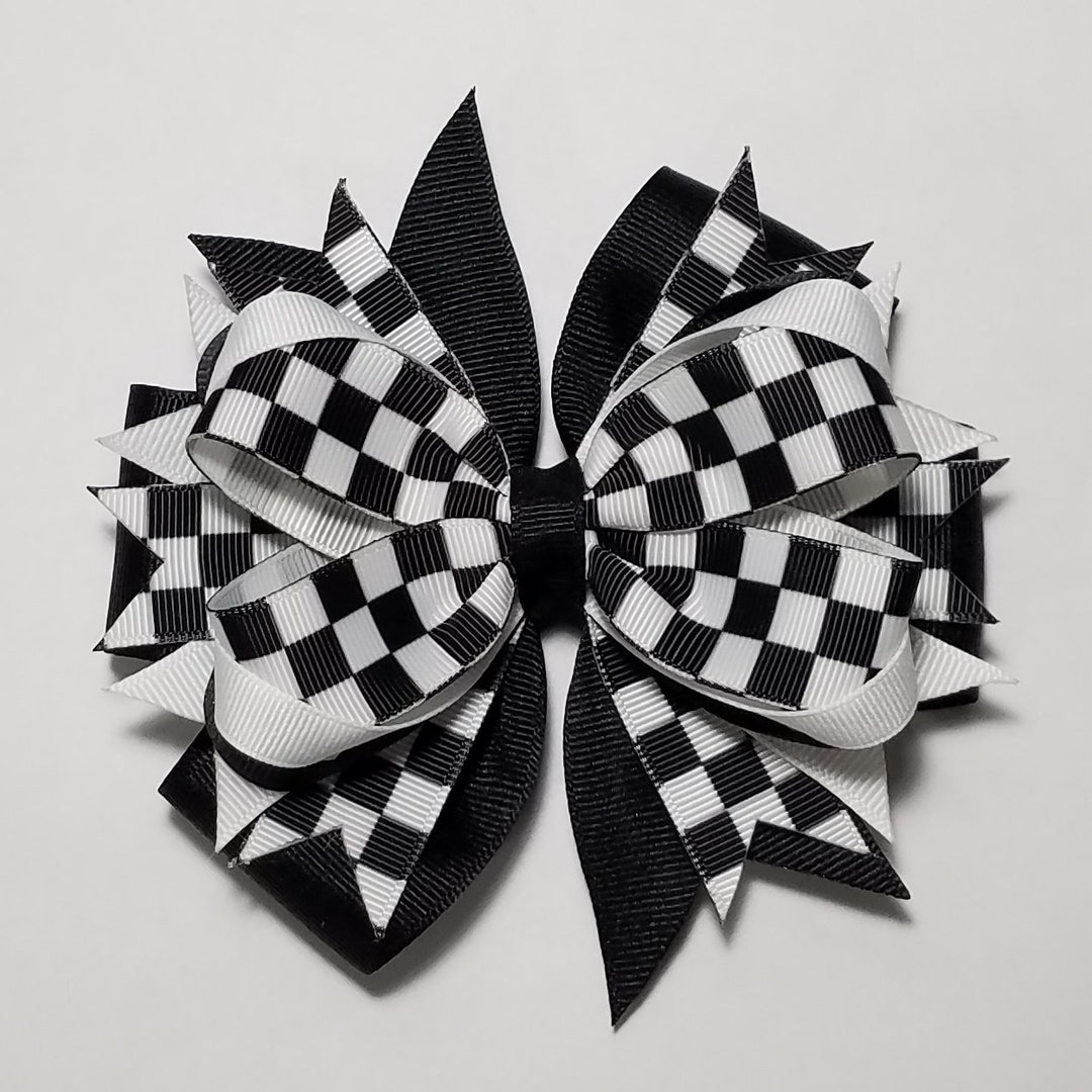 5" Checkered Flag Racing OTT Hair Bow - Etsy
