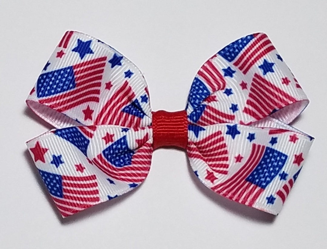 3" American Flag Hair Bow - Etsy