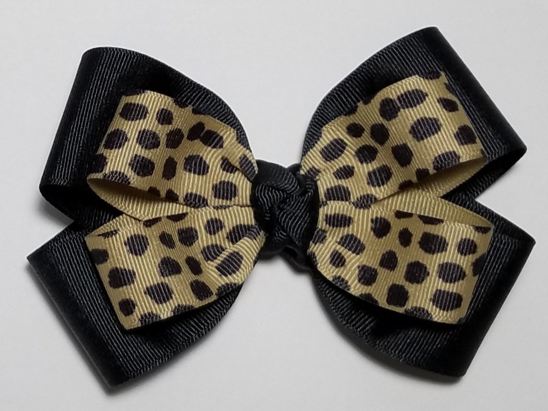 5" Cheetah Hair Bow *you Choose Solid Bow Color* - Etsy