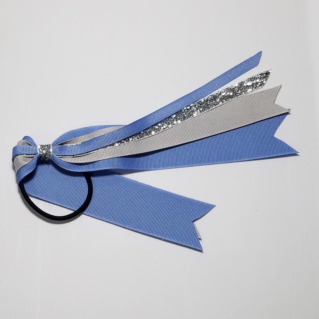 Bluebird Blue, Silver Glitter, Light Silver Solid Color Ponytail ...