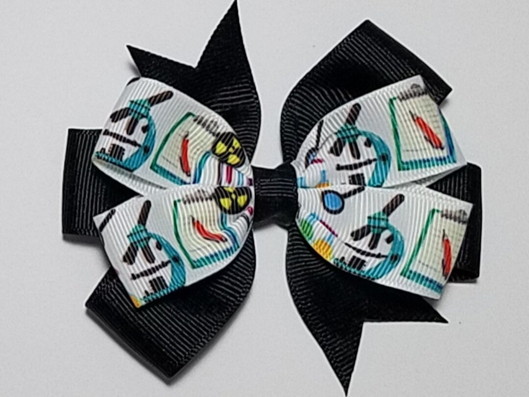 3.5" Science Hair Bow *you Choose Solid Bow Color* - Etsy