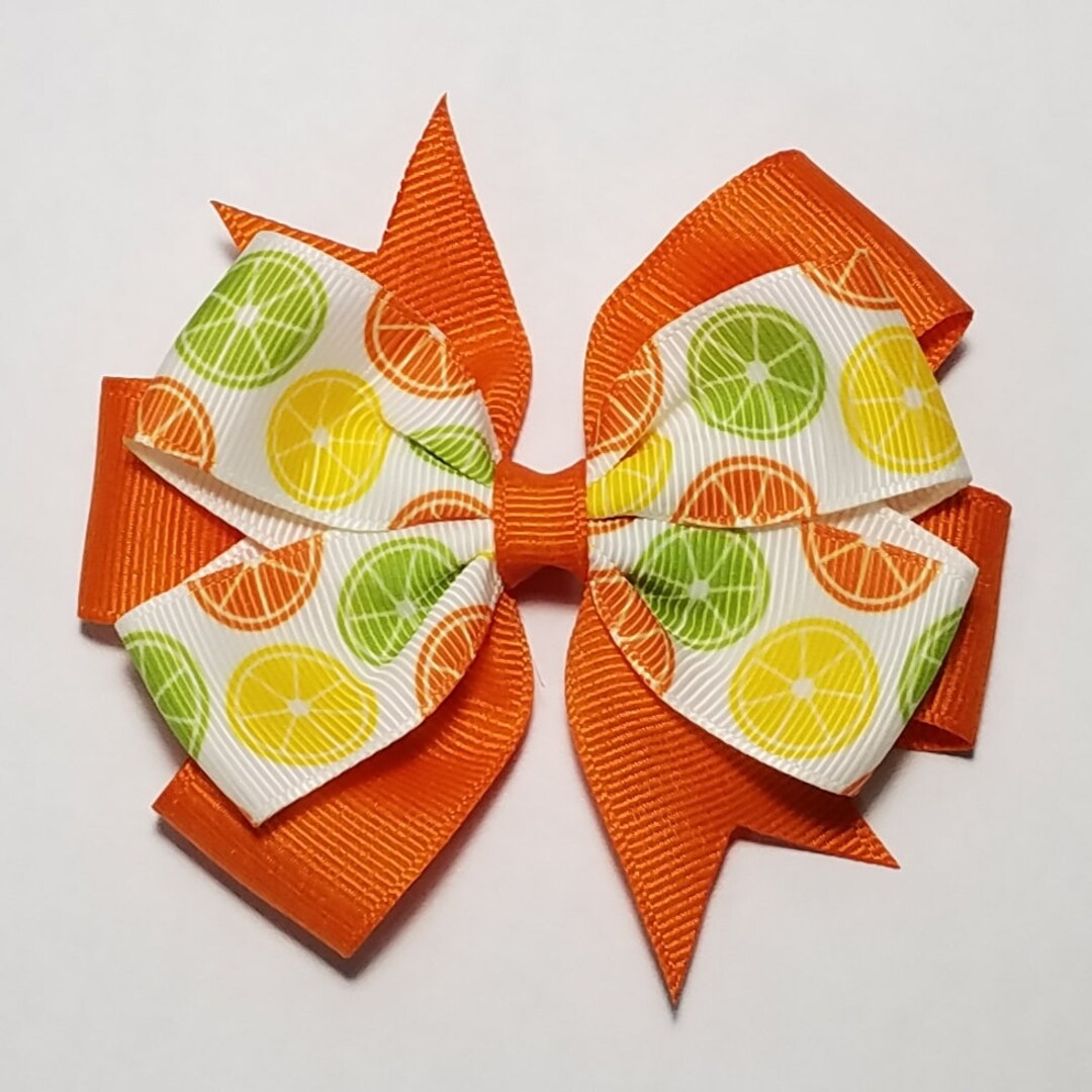 3.5" Citrus Fruit Hair Bow *you Choose Solid Bow Color* - Etsy