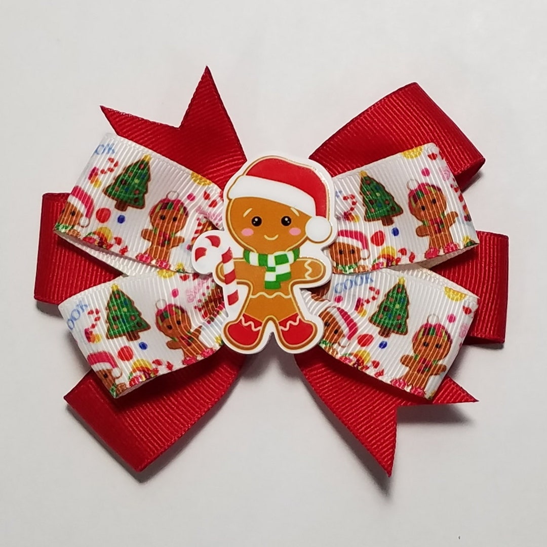3.5" Gingerbread Man Cookie Hair Bow *you Choose Solid Bow Color* - Etsy