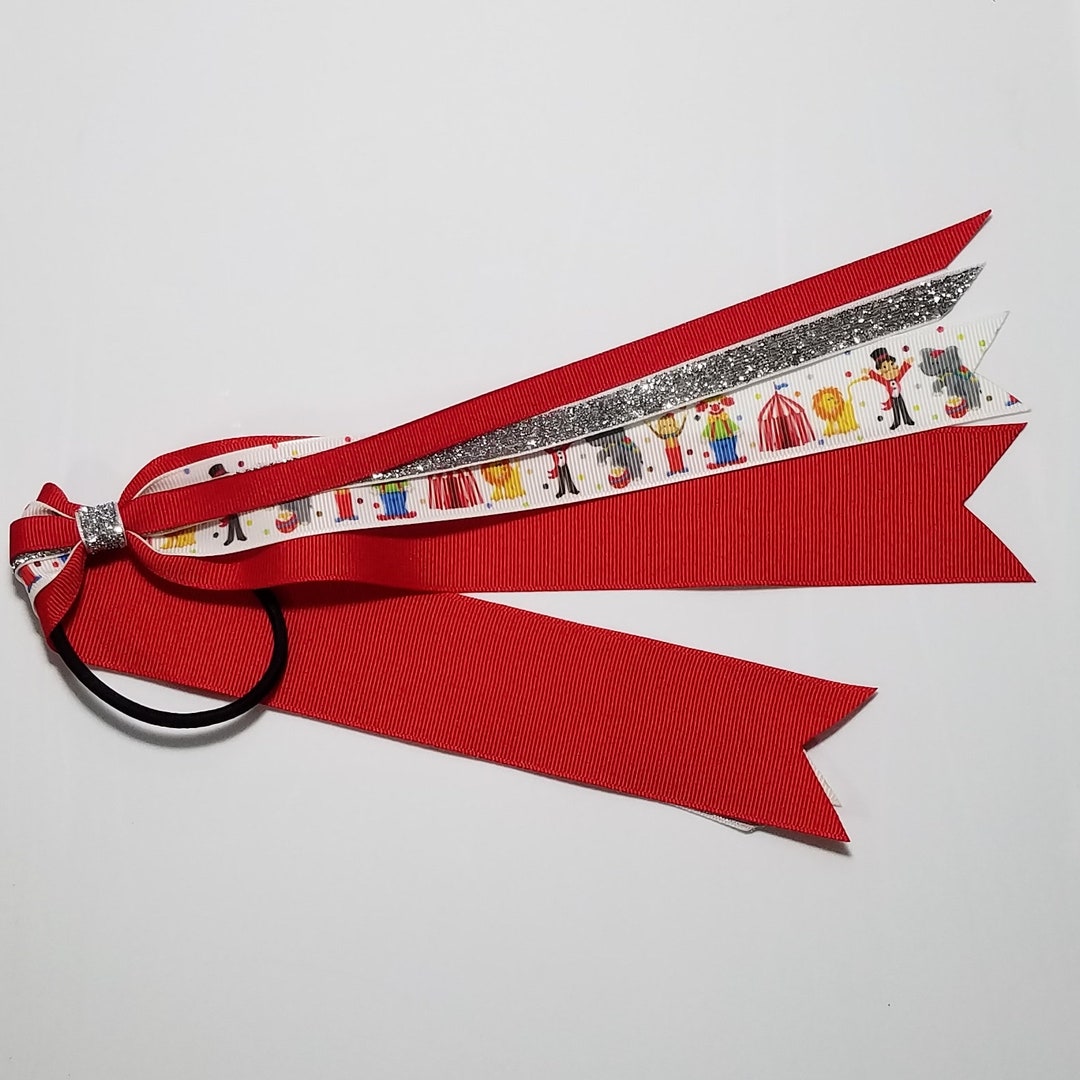 Circus Animals Ponytail Streamer *you Choose Solid Ribbon Color ...
