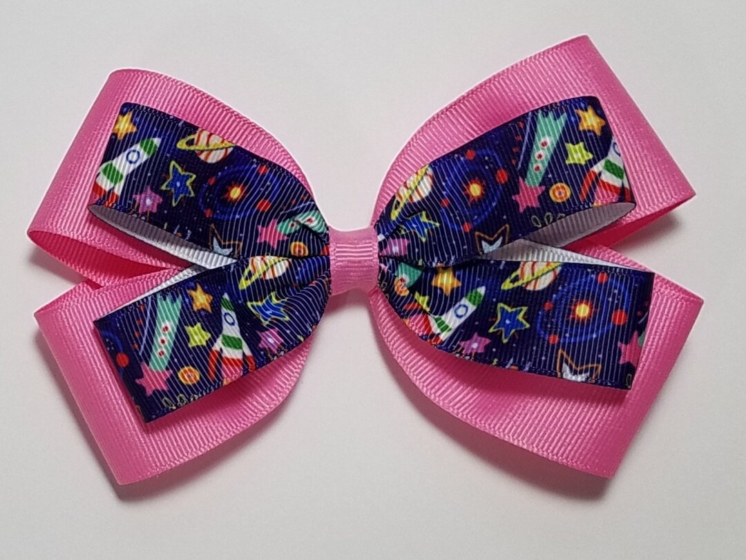 5" Outer Space Hair Bow *you Choose Solid Bow Color* - Etsy