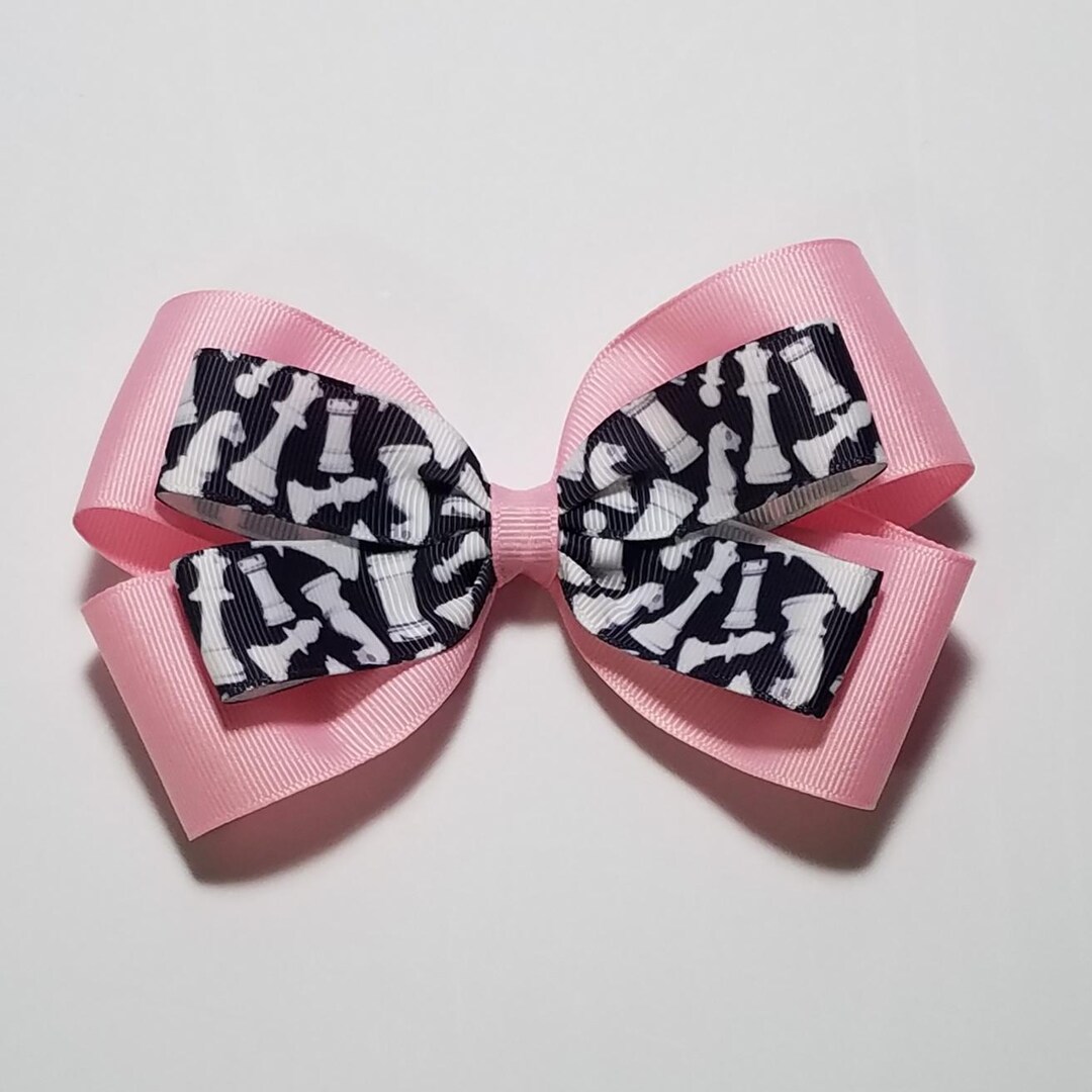 5" Chess Hair Bow *you Choose Solid Bow Color* - Etsy