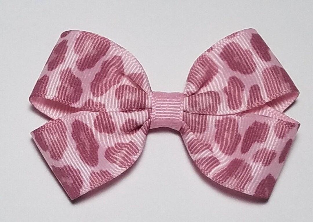 3 Pink Leopard Hair Bow - Etsy.de