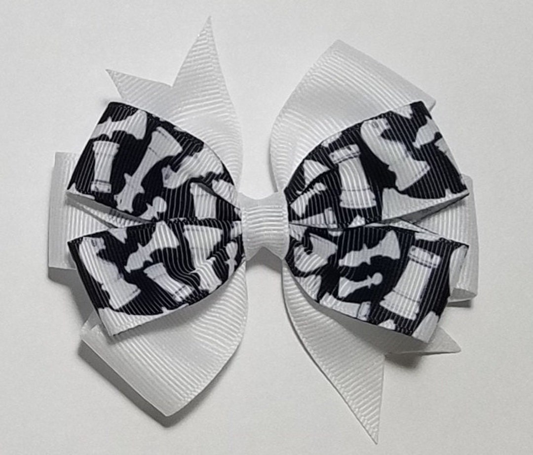 3.5" Chess Pieces Hair Bow *you Choose Solid Bow Color* - Etsy