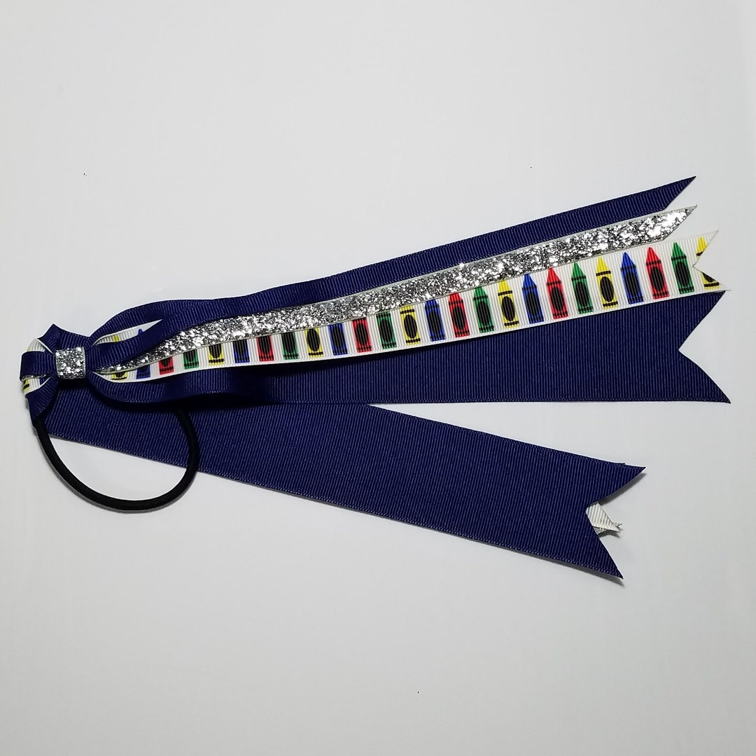 Crayon Ponytail Streamer *you Choose Solid Ribbon Color- Glitter Color ...