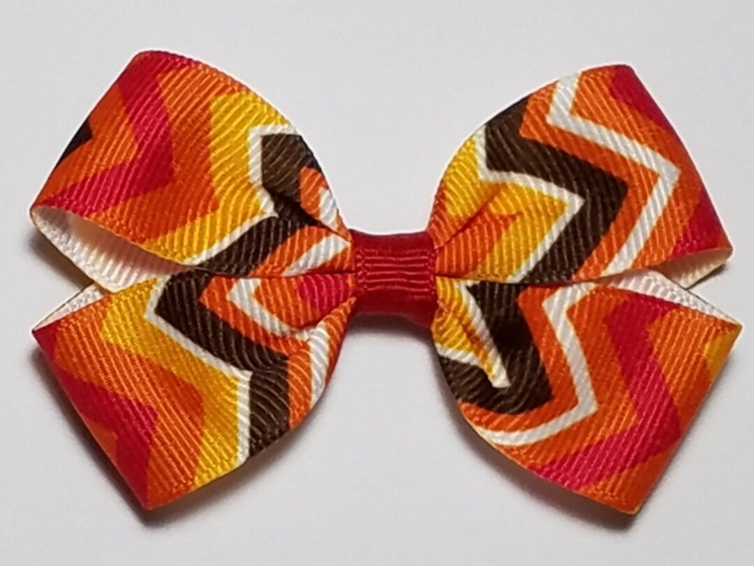 3" Fall Chevron Hair Bow - Etsy