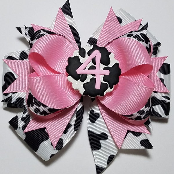 Cow Print Hair Bow - Etsy