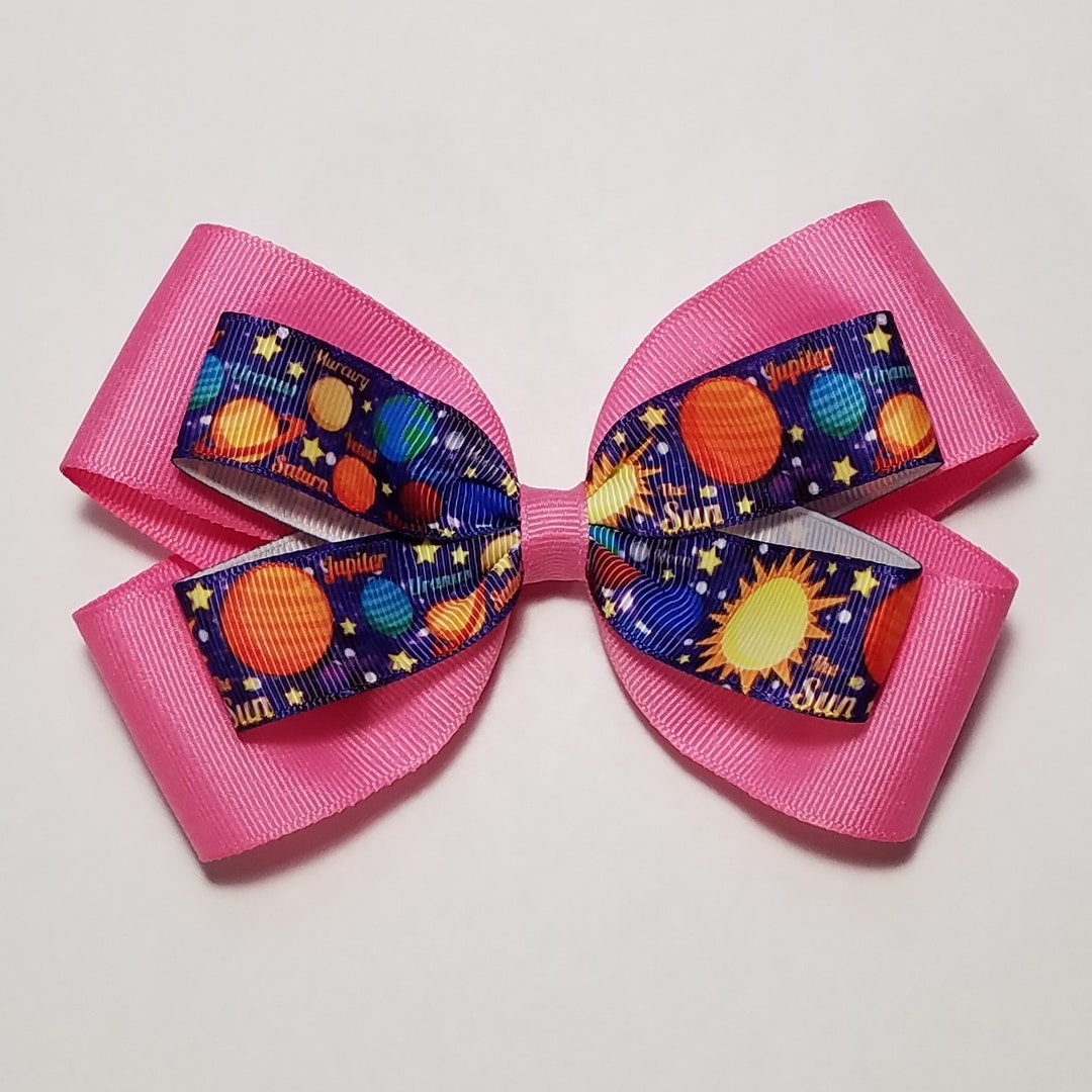 5" Planets Solar System Hair Bow *you Choose Solid Bow Color* - Etsy