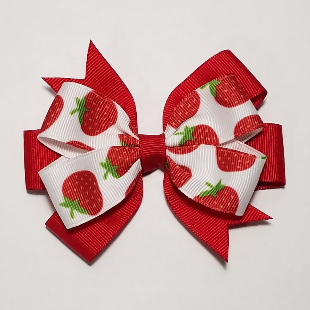 3.5" Strawberry Hair Bow *you Choose Solid Bow Color* - Etsy