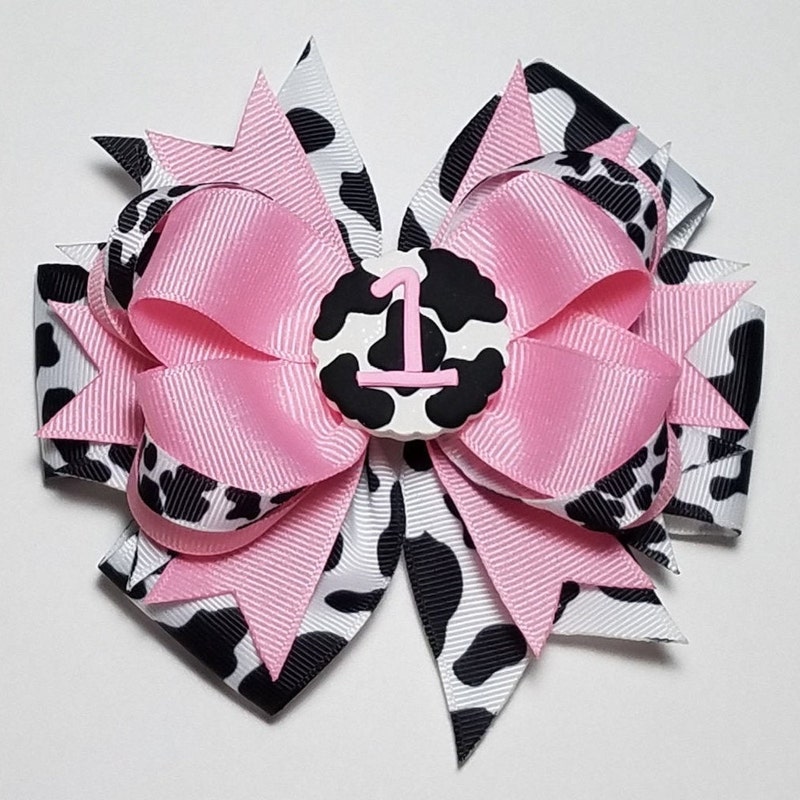Cow Print Hair Bow - Etsy