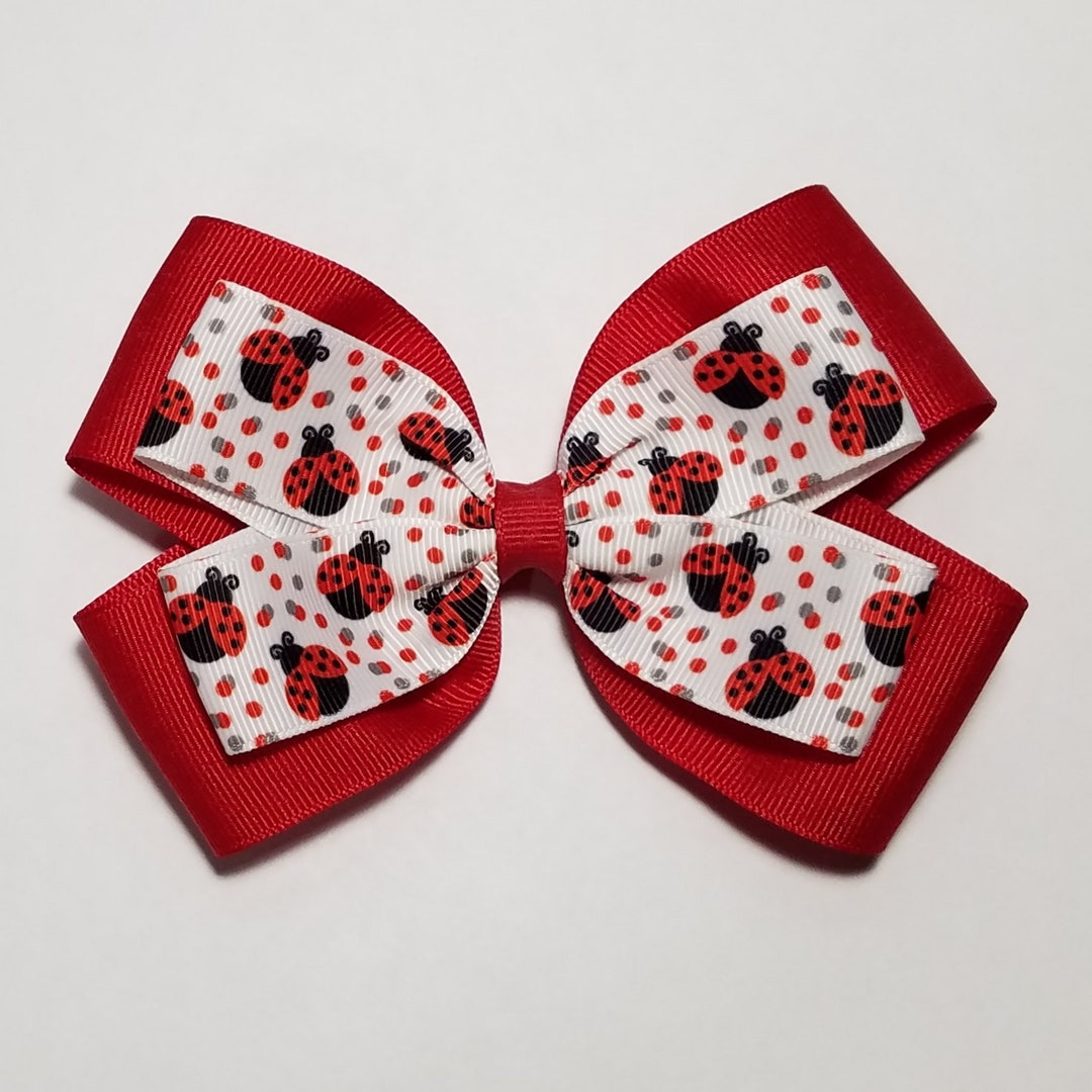 5" Ladybug Hair Bow *you Choose Solid Bow Color* - Etsy