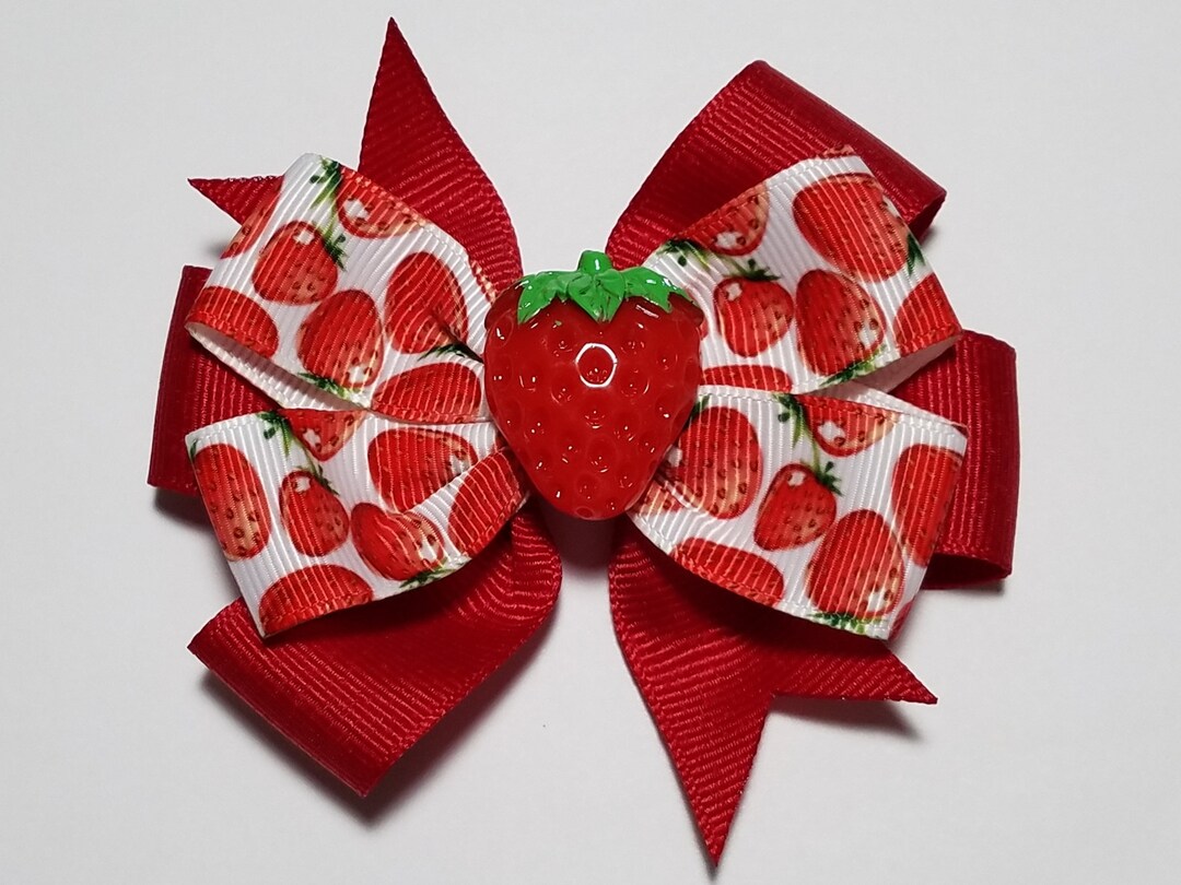 3.5 Strawberry Hair Bow you Choose Solid Bow Color - Etsy
