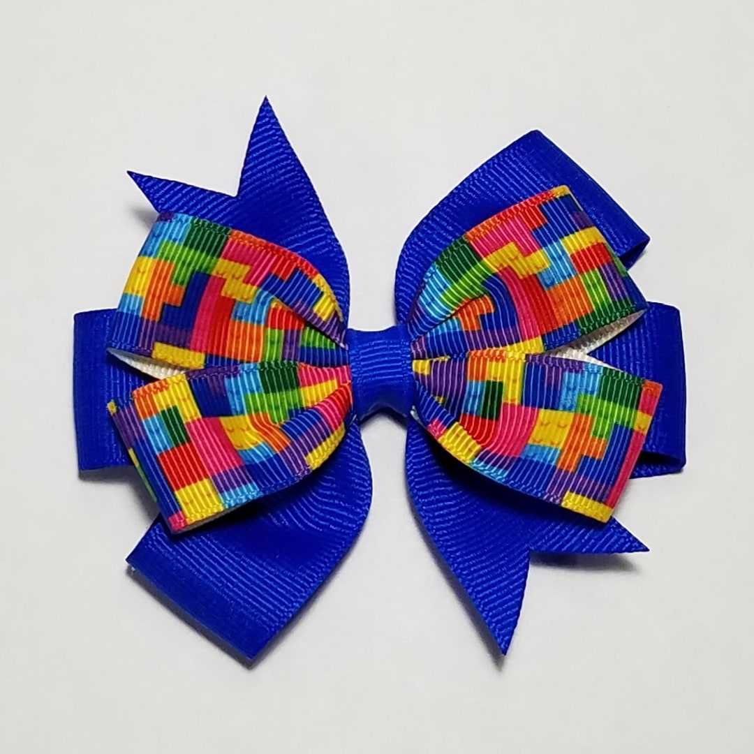 3.5" Building Blocks Hair Bow *you Choose Solid Bow Color* - Etsy