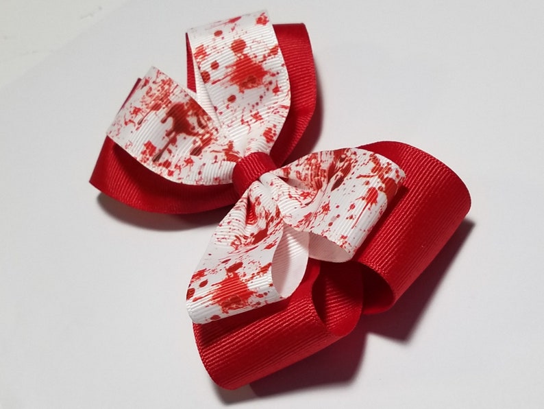 5" Blood Splatter Hair Bow *you Choose Solid Bow Color* - Etsy