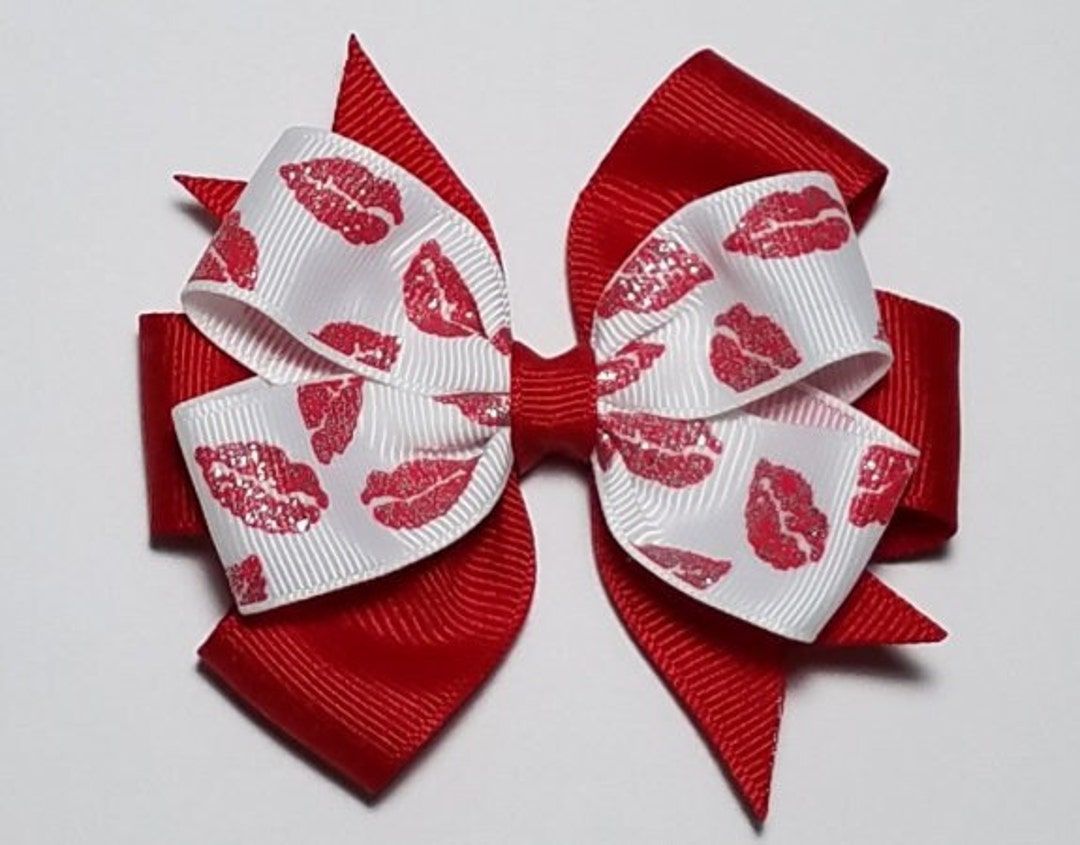 3.5 Lips Hair Bow you Choose Solid Bow Color - Etsy