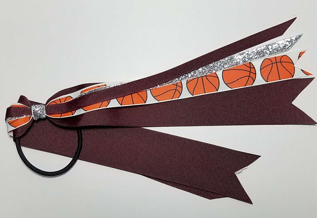Basketball Ponytail Streamer *you Choose Solid Ribbon Color- Glitter ...