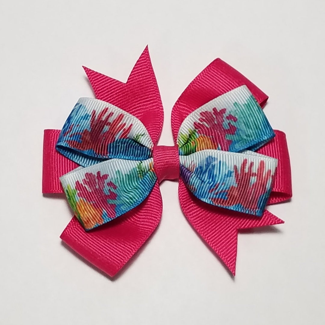 3.5" Coral Reef Hair Bow *you Choose Solid Bow Color* - Etsy