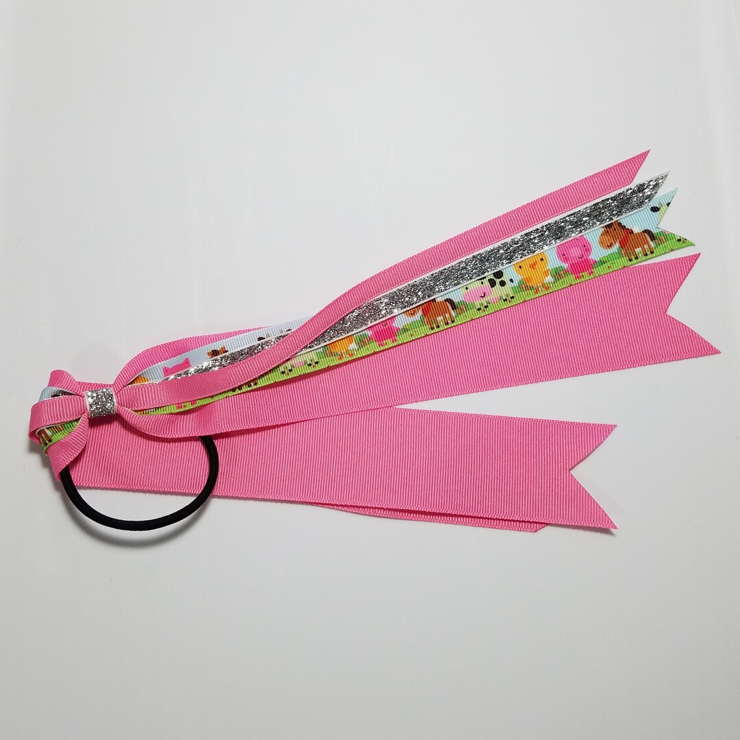 Farm Barnyard Animals Ponytail Streamer *you Choose Solid Ribbon Color ...