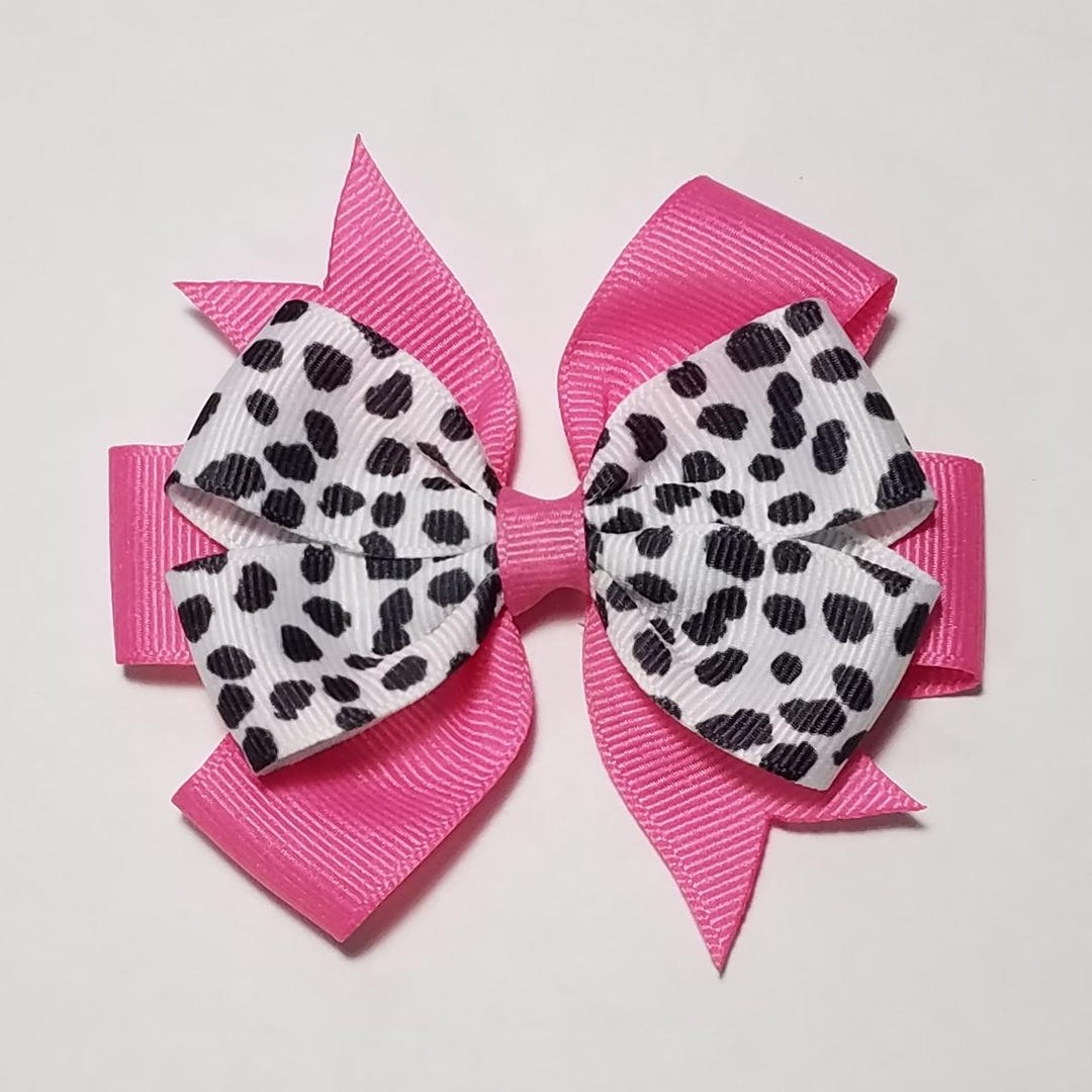 3.5" Dalmatian Puppy Spots Hair Bow *you Choose Solid Bow Color* - Etsy
