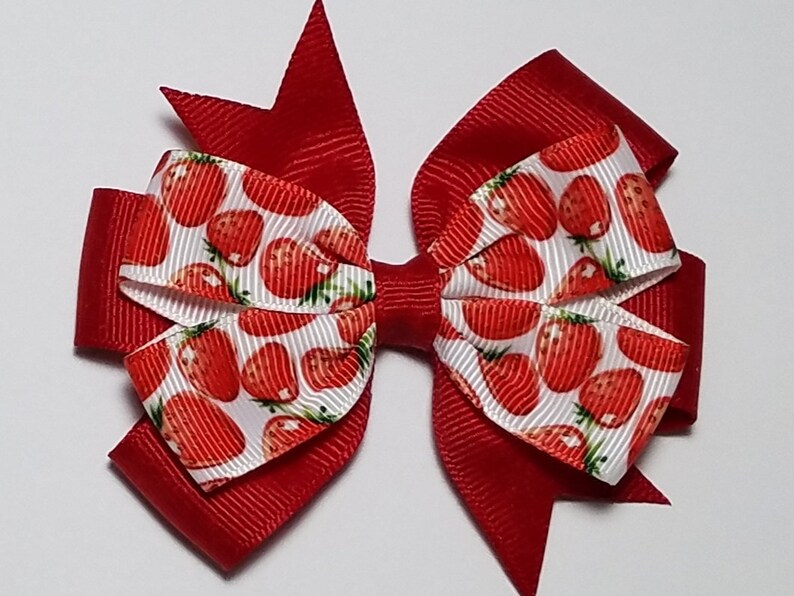 3.5 Strawberry Hair Bow you Choose Solid Bow Color - Etsy