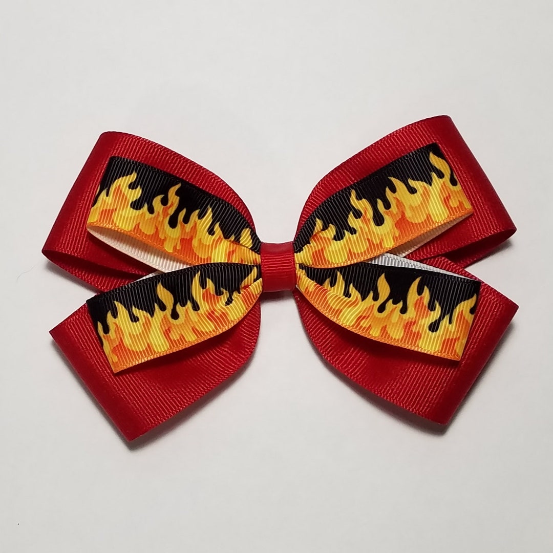 5" Fire Flames Hair Bow *you Choose Solid Bow Color* - Etsy