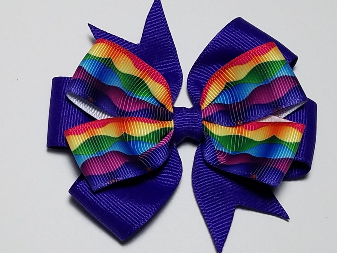 3.5" Rainbow Hair Bow *you Choose Solid Color Bow* - Etsy