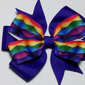 3.5" Rainbow Hair Bow *you Choose Solid Color Bow* - Etsy