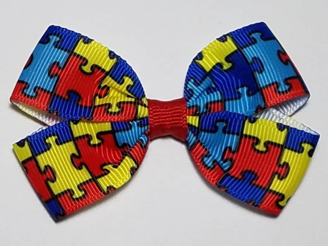 3" Autism Awareness Hair Bow - Etsy