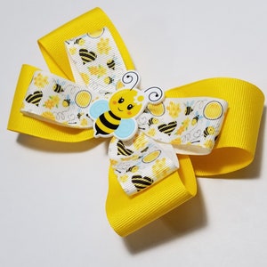 5" Bee Print Hair Bow *you Choose Solid Bow Color* - Etsy