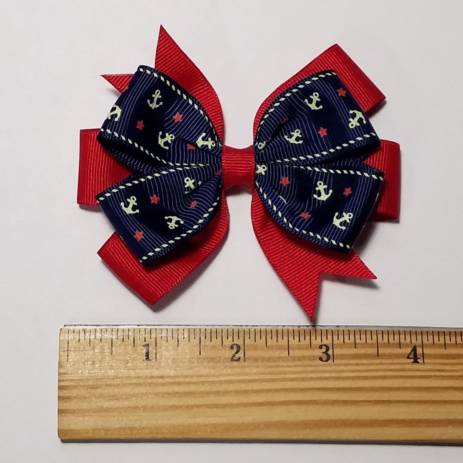 3.5" Anchor Nautical Hair Bow *you Choose Solid Bow Color* - Etsy