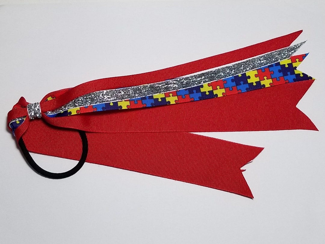 Autism Awareness Ponytail Streamer you Choose Solid Ribbon - Etsy