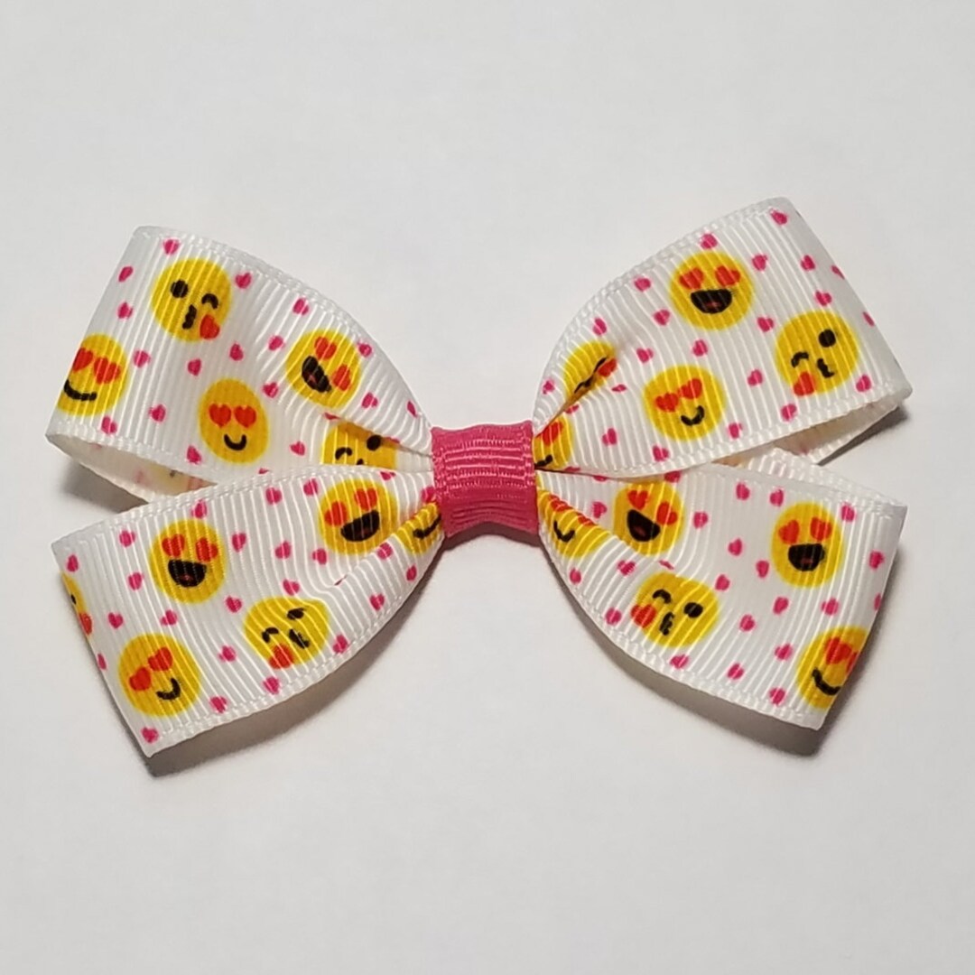 3" Emoji Smiley Face Hair Bow - Etsy