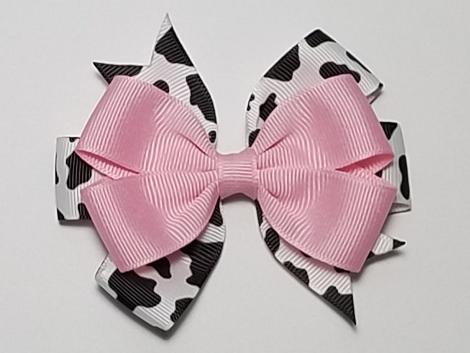 3.5 Cow Print Hair Bow you Choose Solid Bow Color - Etsy