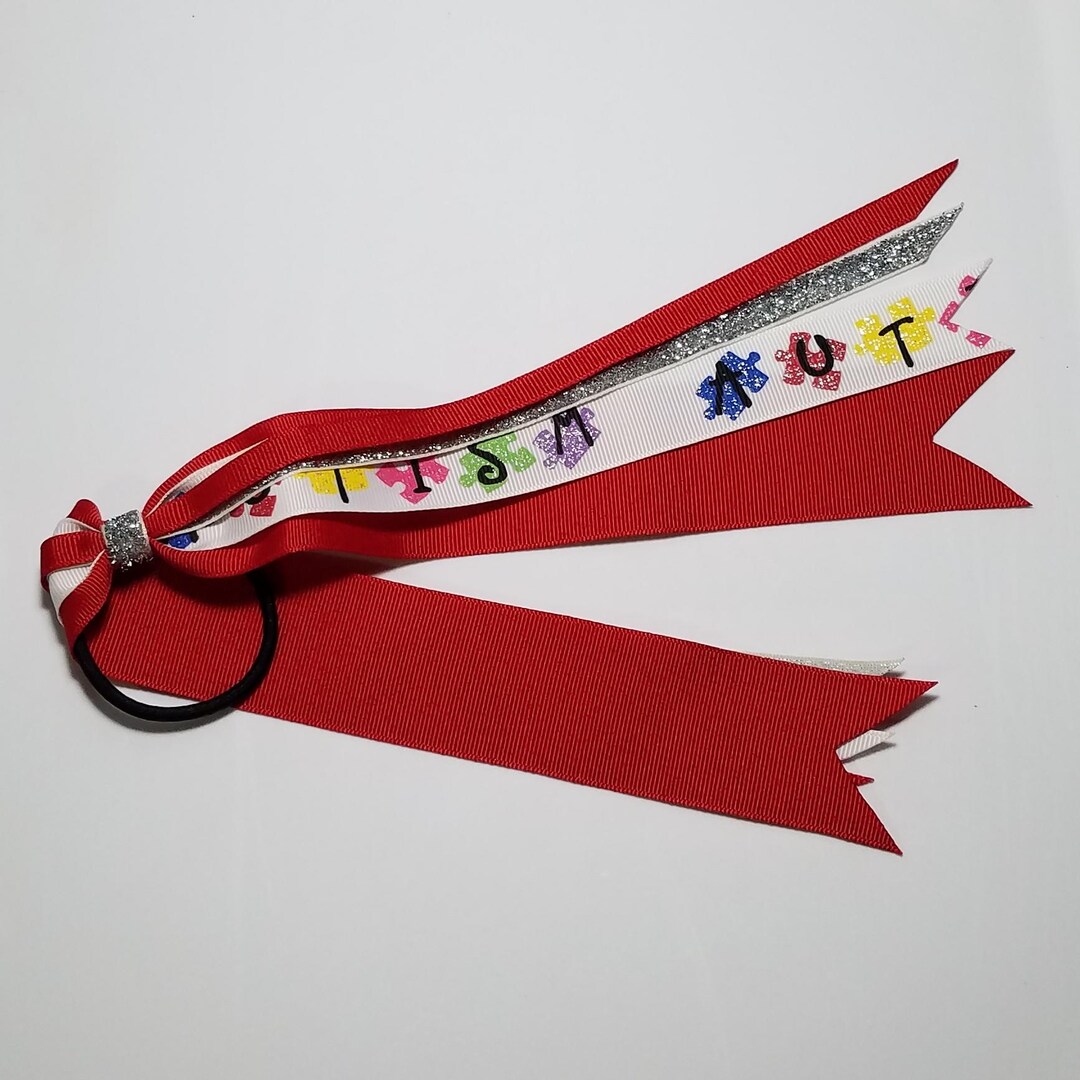 Autism Awareness Ponytail Streamer *you Choose Solid Ribbon Color ...