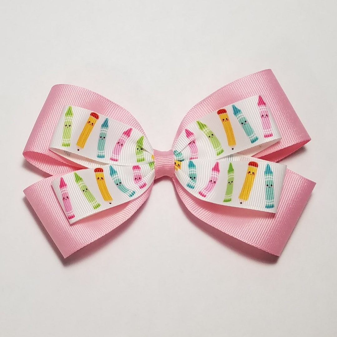 5" Crayon Hair Bow *you Choose Solid Bow Color* - Etsy
