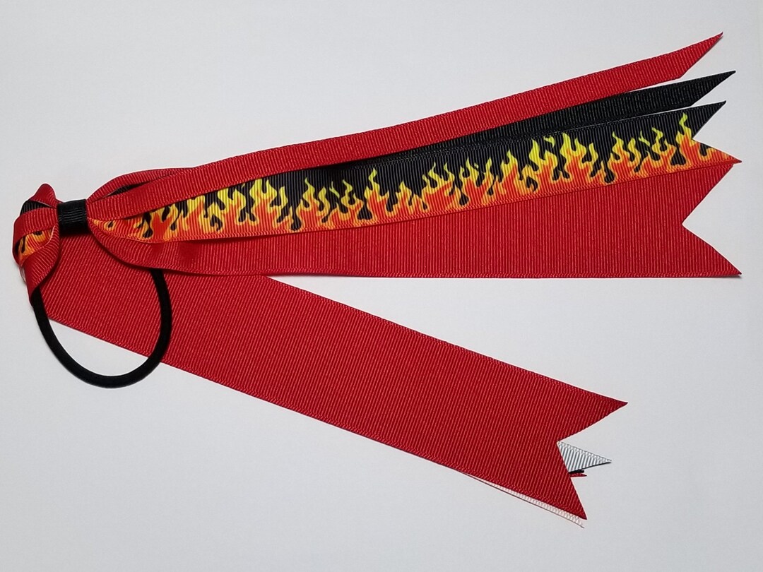 Fire Flames Ponytail Streamer *you Choose Solid Color- Glitter Color ...