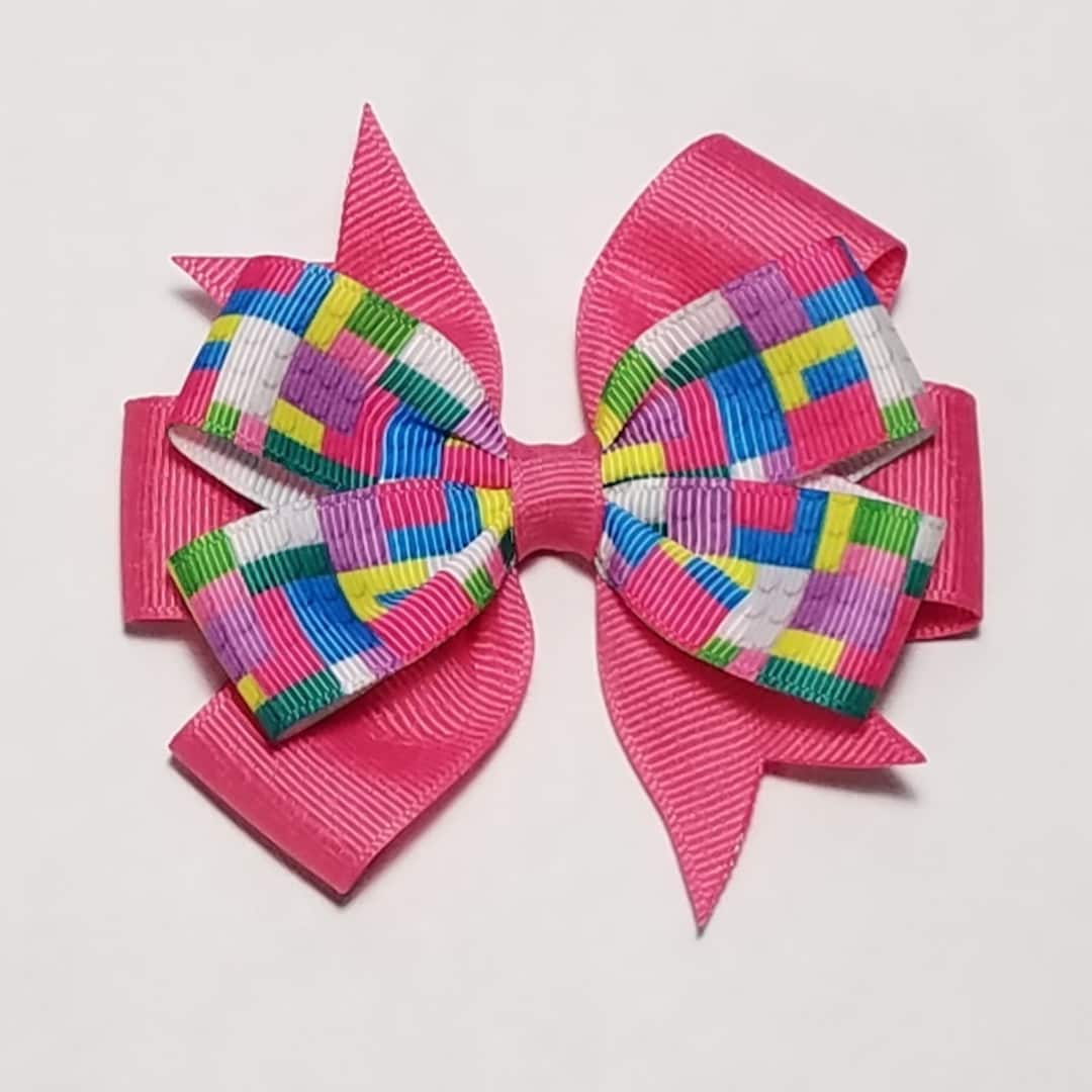 3.5" Building Blocks Hair Bow *you Choose Solid Bow Color* - Etsy