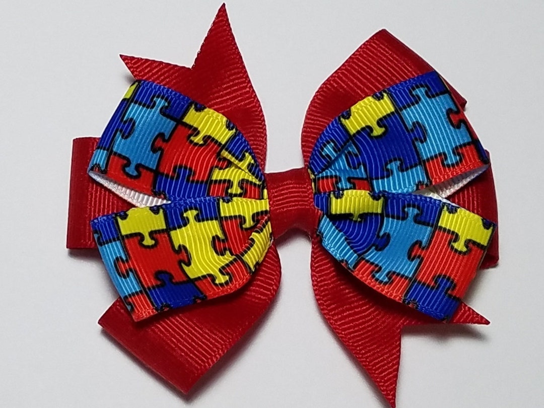 3.5 Autism Awareness Hair Bow you Choose Solid Bow Color - Etsy