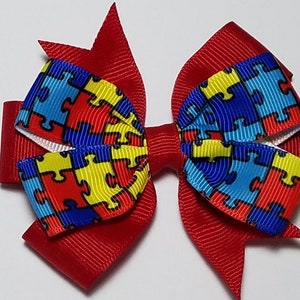 3.5 Autism Awareness Hair Bow you Choose Solid Bow Color - Etsy