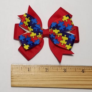 3.5" Autism Awareness Hair Bow *you Choose Solid Bow Color* - Etsy