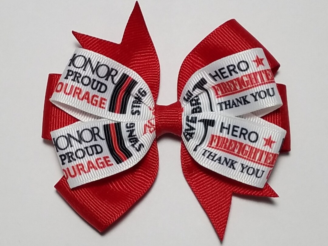 3.5 Firefighter Hair Bow you Choose Solid Bow Color - Etsy