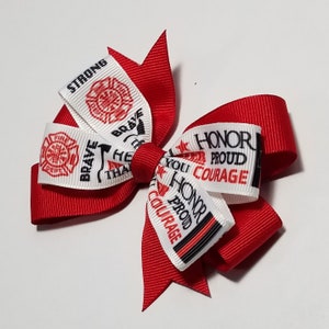 3.5" Firefighter Hair Bow *you Choose Solid Bow Color* - Etsy