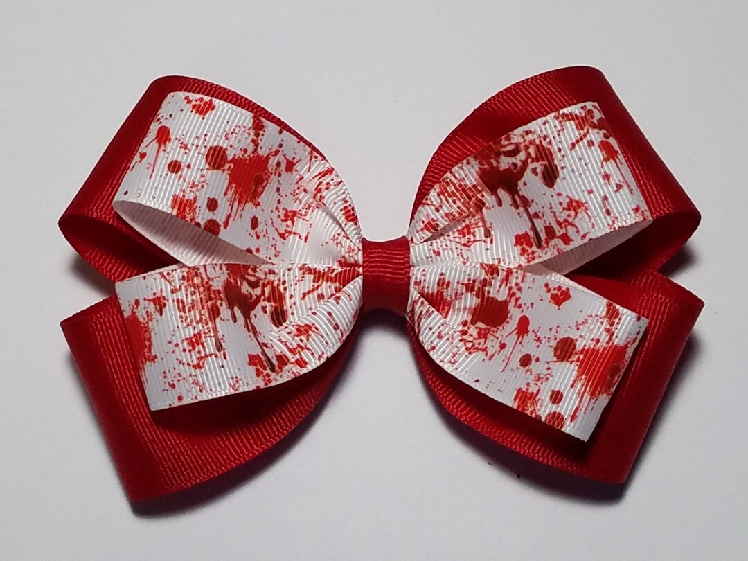 5" Blood Splatter Hair Bow *you Choose Solid Bow Color* - Etsy