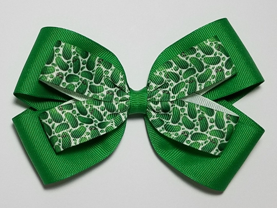 5" Pickle Cool Cucumber Hair Bow *you Choose Solid Bow Color* - Etsy
